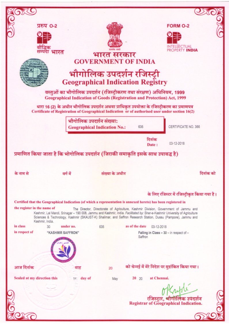 Kashmir Saffron Gets GI Certification – Kashmir Observer